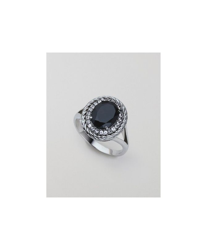 Stainless Steel Faceted Onyx Halo Ring | Avon