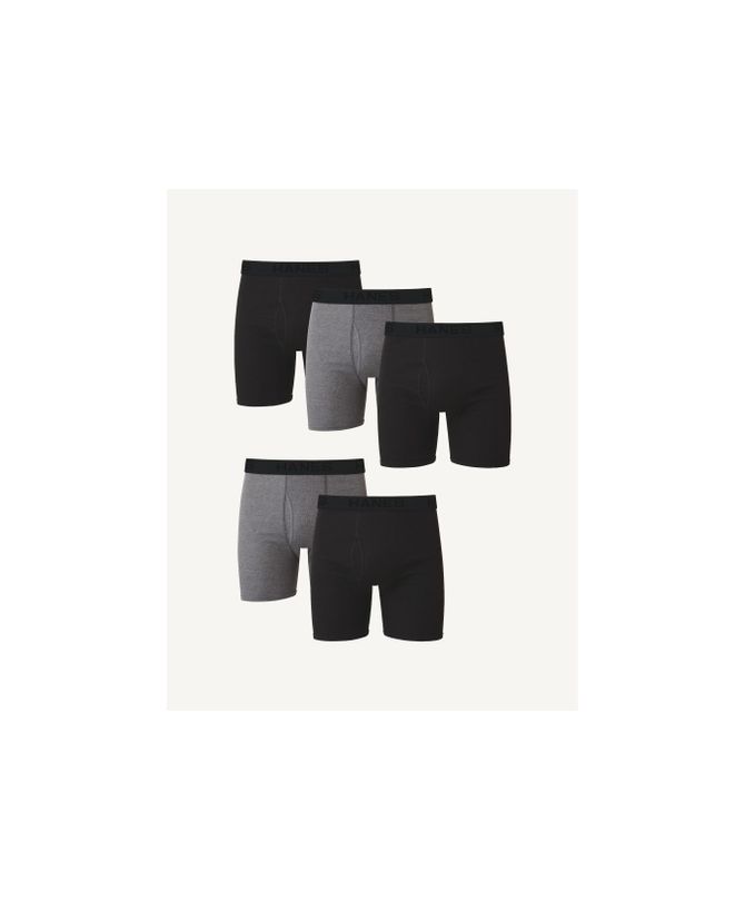 Hanes Ultimate® Men’s Cotton Boxer Brief Underwear, Black/Grey 5-Pack ...
