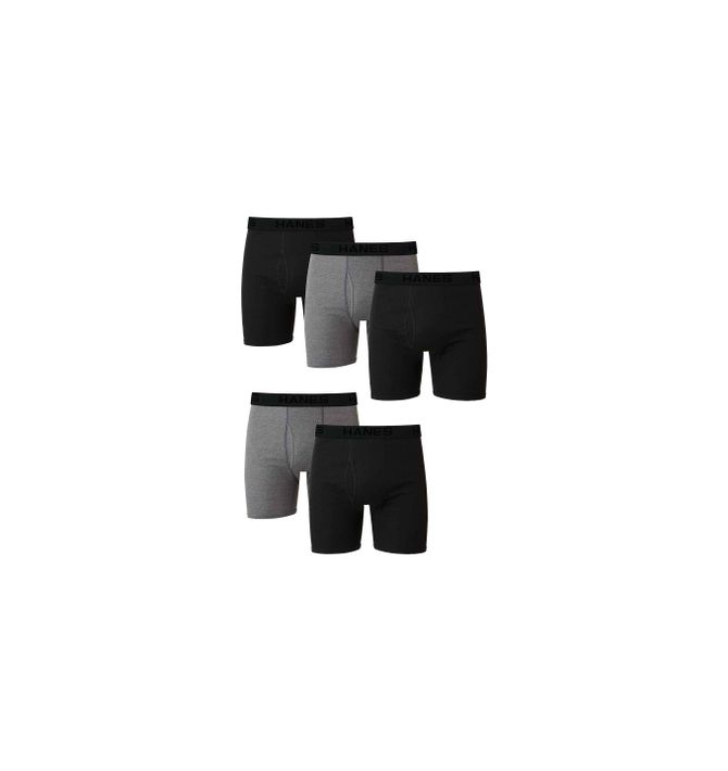 Hanes Ultimate® Men’s Cotton Boxer Brief Underwear, Black/Grey 5-Pack ...