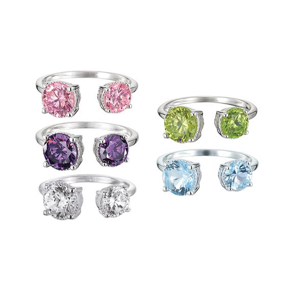 Sterling Silver Dual CZ Open Ring by Avon